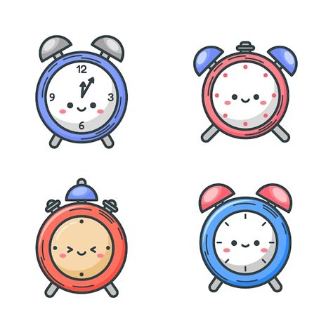 Kawaii Alarm Clock Vectors And Illustrations For Free Download Freepik