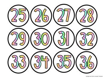 Number Labels 1 36 Freebie By Thompsons Teachings Amanda Thompson