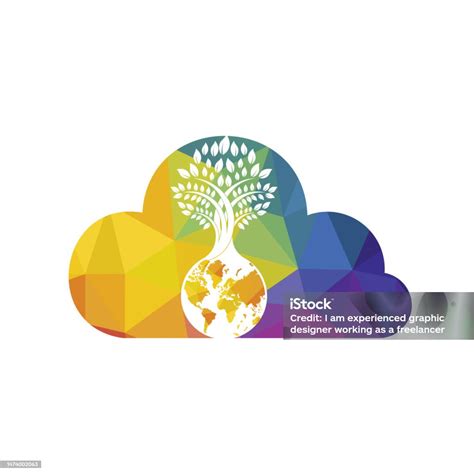 클라우드 벡터 로고 디자인 템플릿이 있는 글로브 트리입니다 행성과 에코 기호 또는 아이콘 0명에 대한 스톡 벡터 아트 및 기타 이미지 Istock