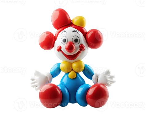 Colorful Clown Balloon Animal With Cheerful Expression Featuring Red