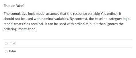 Solved True Or False In A Probit Regression Model The Link