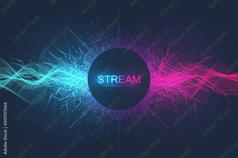 Abstract Dynamic Motion Lines And Dots Background With Colorful Particles Digital Streaming