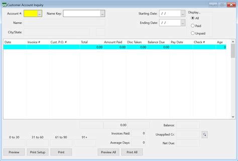 Customer Account Inquiry