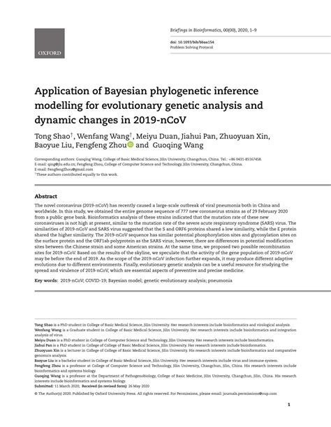 Pdf Application Of Bayesian Phylogenetic Inference Modelling For