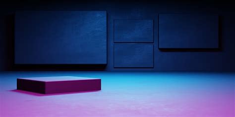 보라색과 파란색 추상 기하학적 배경의 3d 렌더링 광고 기술 쇼케이스 배너 화장품 패션 비즈니스 메타버스용 장면 공상 과학 일러스트레이션 제품 디스플레이 0명에 대한 스톡