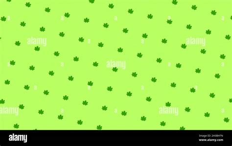 Abstract Colorful Pattern Of Small Green Leaves Rotating And Moving Up