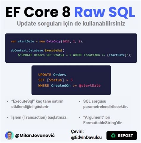 Sql Entityframework Efcore Software Dotnet Csharp Edvin Davulcu