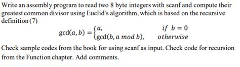 Solved Write An Assembly Program To Read Two 8 Byte Integers