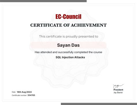 Sayan Das On Linkedin Cybersecurity Sqlinjection Eccouncil Certification…