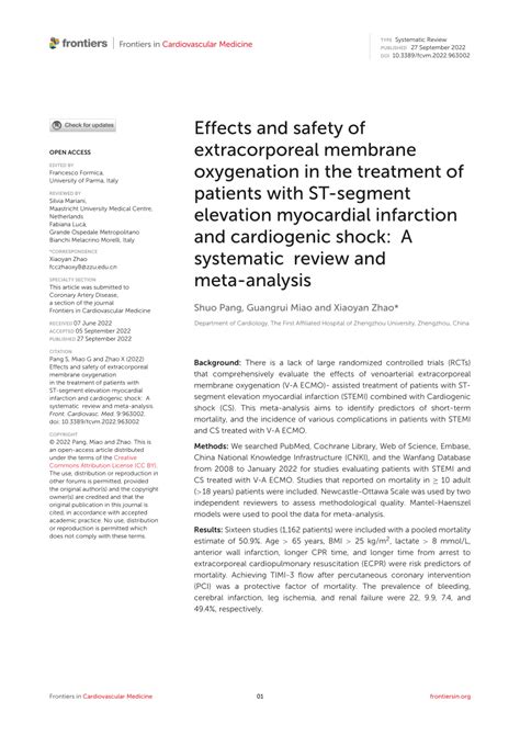 Pdf Effects And Safety Of Extracorporeal Membrane Oxygenation In The Treatment Of Patients