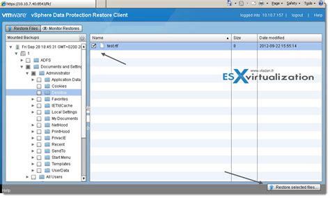 Vsphere Data Protection Vdp Restore Operations Esx Virtualization
