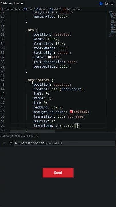 Add Depth To Your Website With A 3d Hover Effect Button Using Html And Css Geekboots Youtube