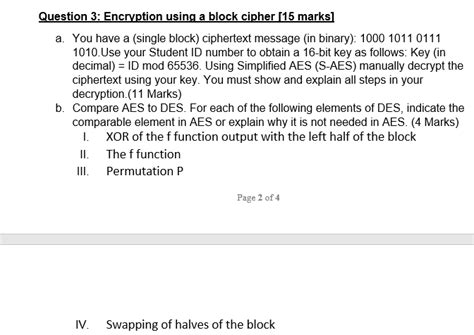 Solved Question Encryption Using A Block Cipher Chegg Com