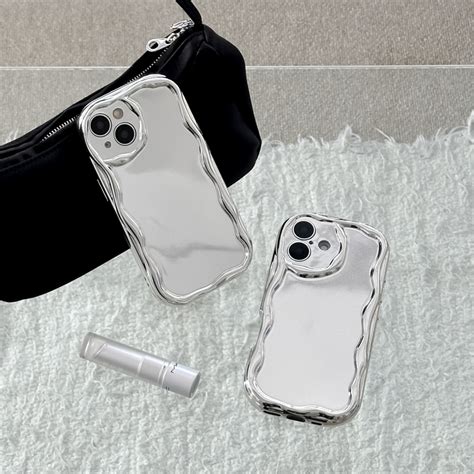 링고룸 [최대특가🚨추가금x]아이폰 케이스 실버 웨이브 미러 투명 젤리 카드 폰꾸 핑크 커플 생일 휴대폰 선물 여행 봄 여름 대학생 코디 변색없는 풀커버 12 13 14 15