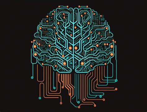 Robotic Human Brain With Detailed Circuits Concept Art Of Artificial Intelligence Machine
