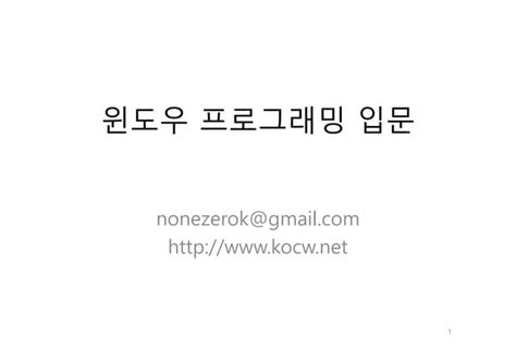 01 윈도우프로그램 들어가기 Ppt