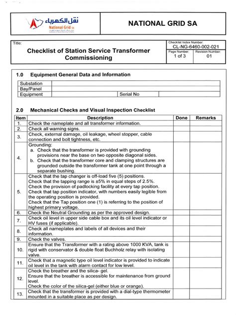 Cl Ng 6460 002 021 Station Service Transformer Rev01 Pdf