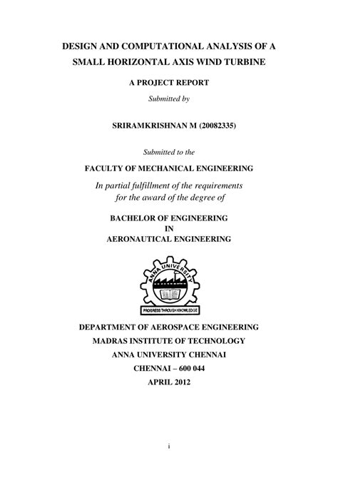 Pdf Design And Computational Analysis Of A Small Horizontal Axis Wind Turbine A Project Report