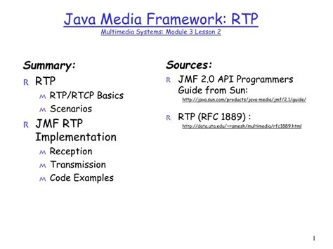 PPT Java Media Framework RTP Multimedia Systems Module Lesson PowerPoint Presentation