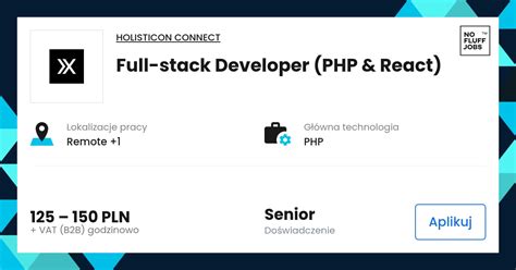 Praca Full Stack Developer Php And React Fullstack Holisticon Connect Zdalnie No Fluff Jobs