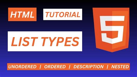 06 Html Lists Tutorial For Beginners Unordered Ordered Description And Nested Lists Explained