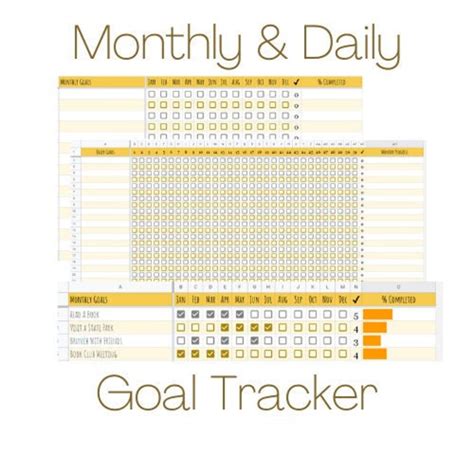 Monthly And Daily Goals Tracker Spreadsheet Tracker Spreadsheet Template Google Sheets