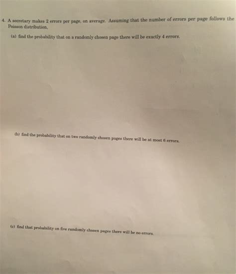 solved 4 a secretary makes 2 errors per page on average