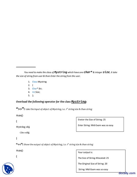 Create A Mystring Class Advanced Course On Programming Assignment Docsity