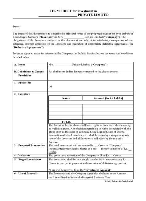 47 Simple Term Sheet Templates Word Templatelab