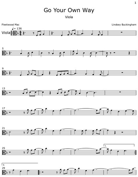 Go Your Own Way Sheet Music For Viola