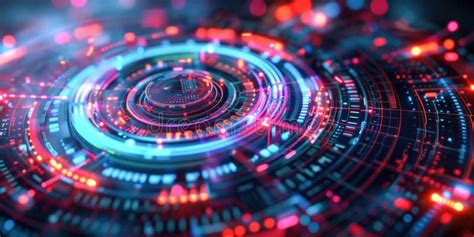 Futuristic Digital Interface With Neon Lights Generative Ai Stock