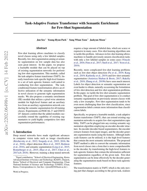 Pdf Task Adaptive Feature Transformer With Semantic Enrichment For