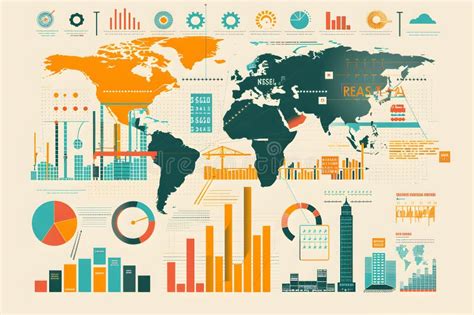 A Colorful Infographic Displaying Global Data And Statistics Stock
