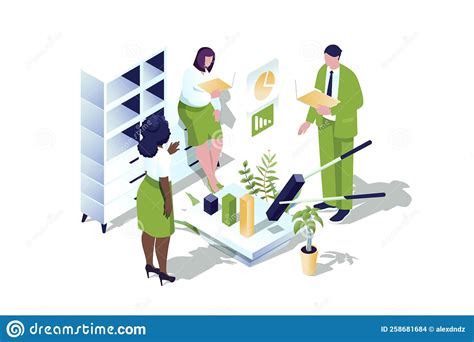 Business Statistic Web Concept In 3d Isometric Design Stock