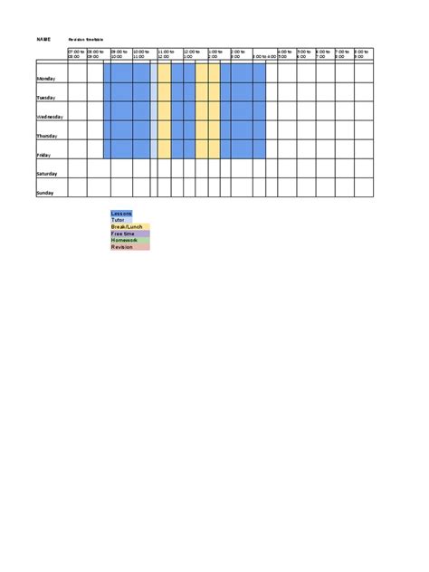 Revision Timetable Excel Template Pdf