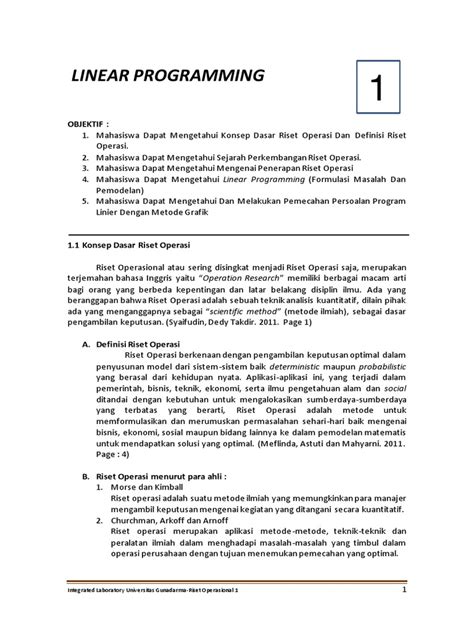Bab 1 Linear Programming Pdf