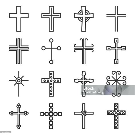 흰색 배경에 설정 된 아이콘을 교차합니다 선 스타일 벡터 십자가에 대한 스톡 벡터 아트 및 기타 이미지 십자가 십자형 아이콘 Istock