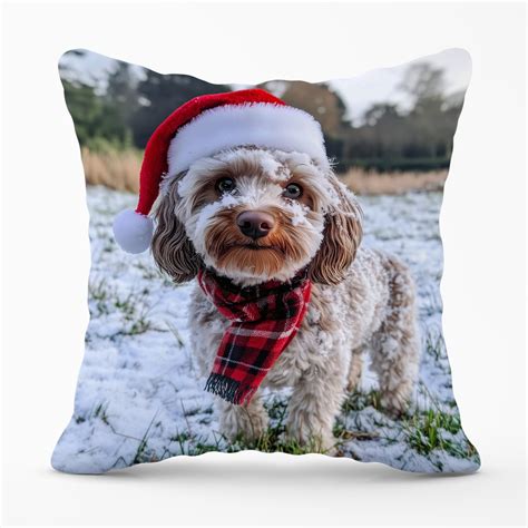 Snowy Christmas Cockapoo Cushion Warren Reed Designer