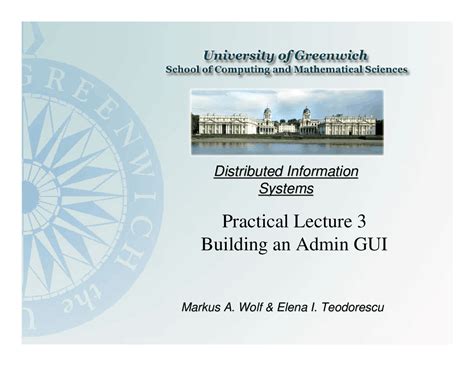 Distributed Information Systems Lecture 7 Practical Lecture3 Building
