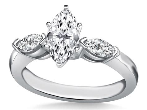 Engagement Ring Three Stone Marquise Diamond Engagement Ring 030 Tcw