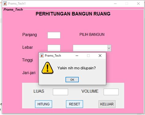 TUTORIAL GUI MATLAB Program Perhitungan Bangun Ruang Dengan Fungsi IF