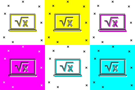 색상 배경에 격리 된 칠판 아이콘에 X 글리프의 사각형 루트를 설정합니다 수식 벡터 0명에 대한 스톡 벡터 아트 및 기타 이미지