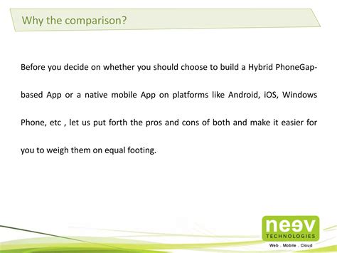 Native Mobile Platforms Vs Phonegap A Comparison Pptx Web