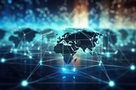 Distribution Of Global Connections World Map With Lines And Dots An Abstract Digital