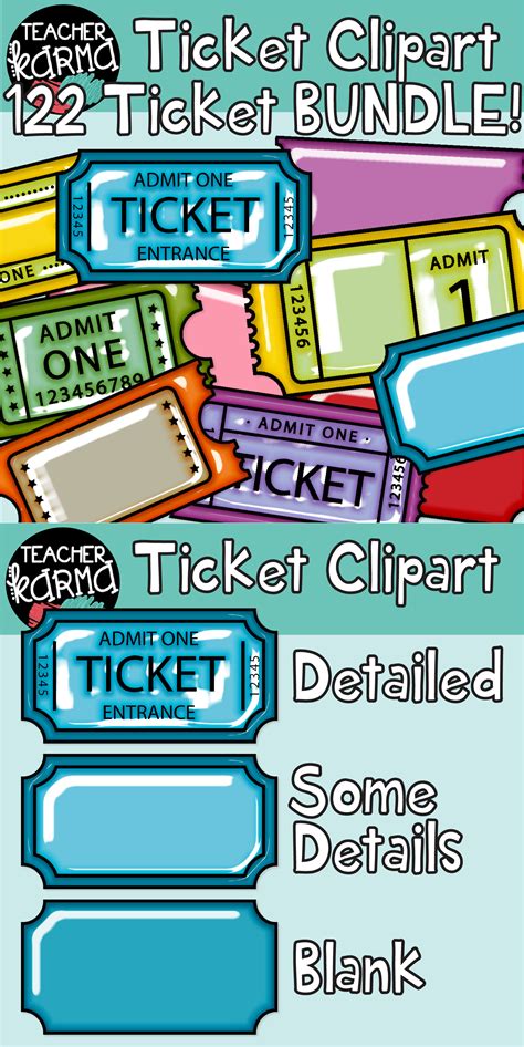 Ticket Templates Clipart BUNDLE Exit Tickets Ticket Template Exit Tickets Admit One Ticket