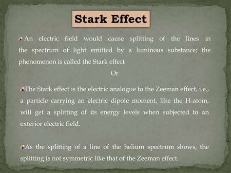 Zeeman And Stark Effect Pptx