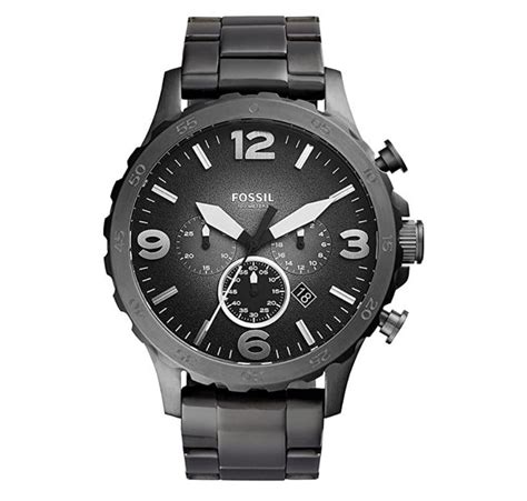 Reloj Fossil Nate Con Cronógrafo De Acero Inoxidable Jr1353 Open Box