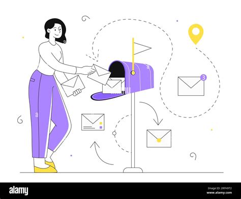Woman With Mailbox Vector Line Stock Vector Image And Art Alamy