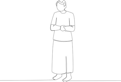 A Man Praying Stands Folding His Hands 22800427 Vector Art At Vecteezy