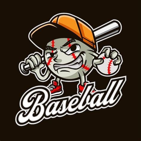 Baseball Mascot Cartoon Logo Illustration Premium Vector B Baseball